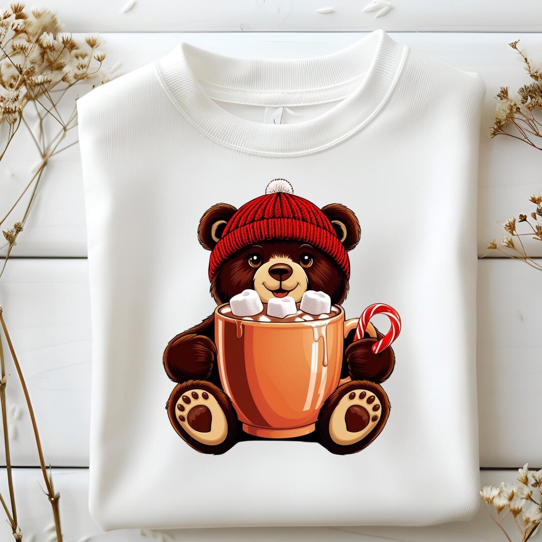 Cute Winter Bear Hot Cocoa Png, Cozy Bear Png, Festive Holiday Mug ...