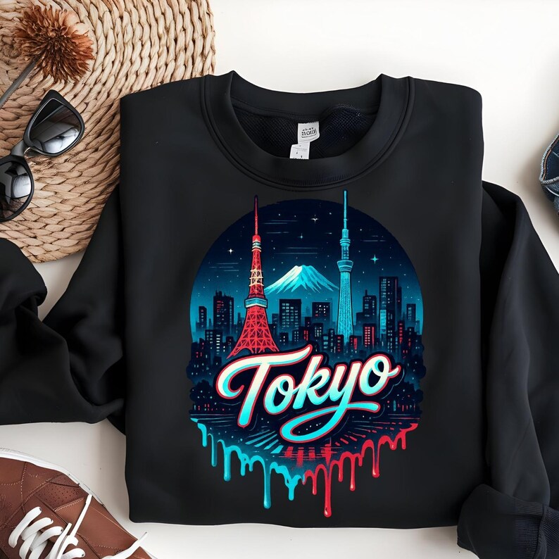 Tokyo Skyline Neon Drip Art: PNG SVG Clipart (digital Download) - Etsy