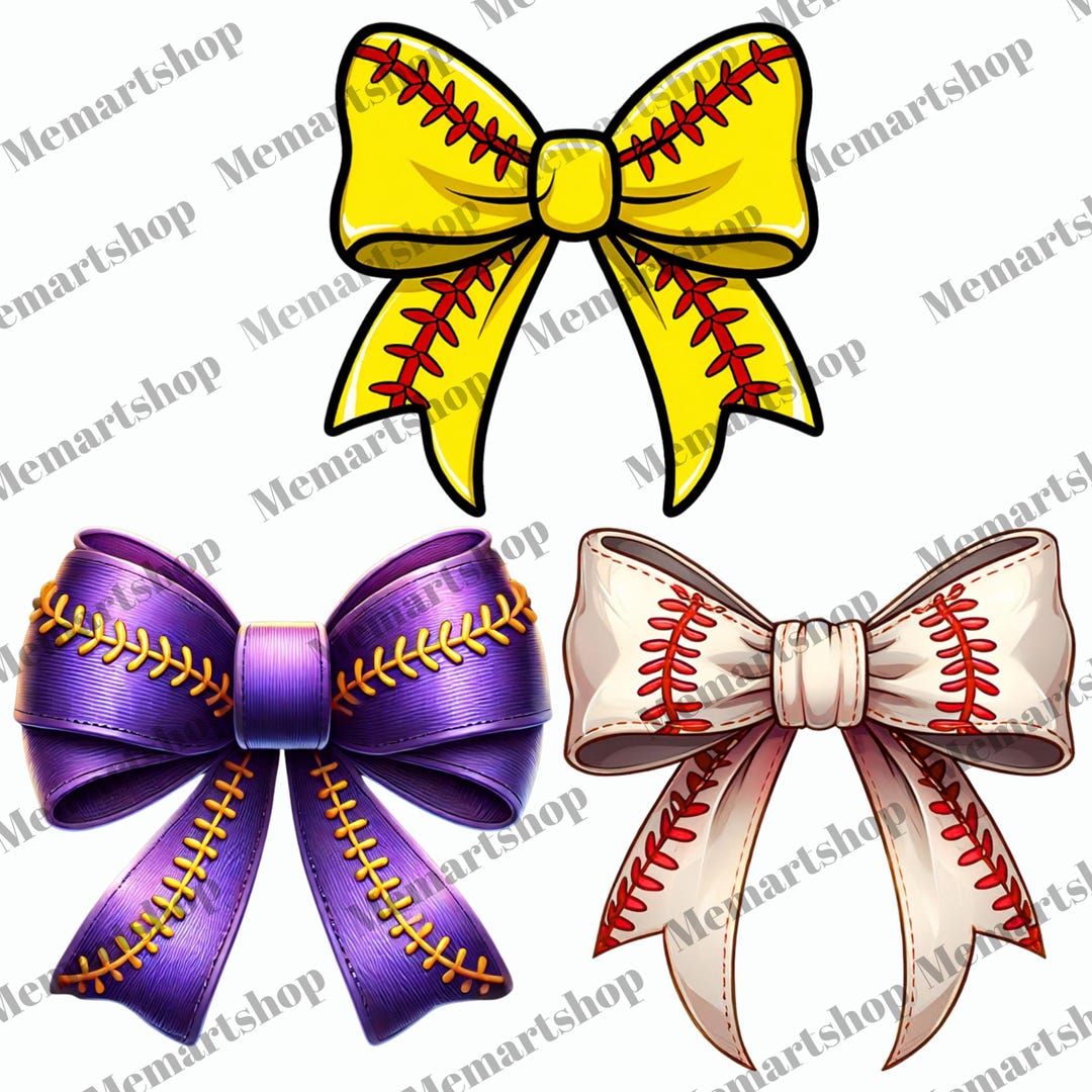Softball Bow SVG Bundle: Coquette Sports Hair Bow Designs (digital ...