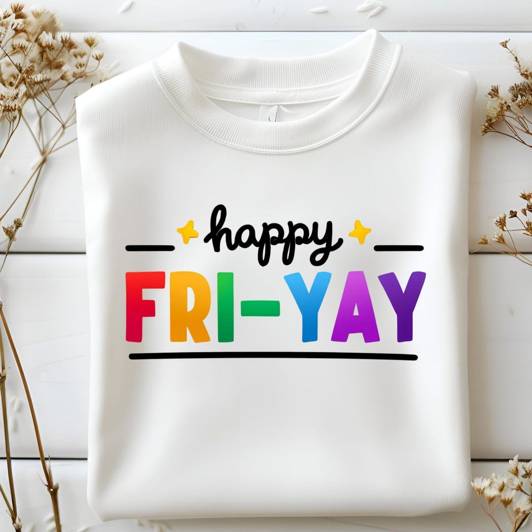 Fri Yay Svg, Colorful Friday Quote Svg, Rainbow Weekend Lettering Png ...