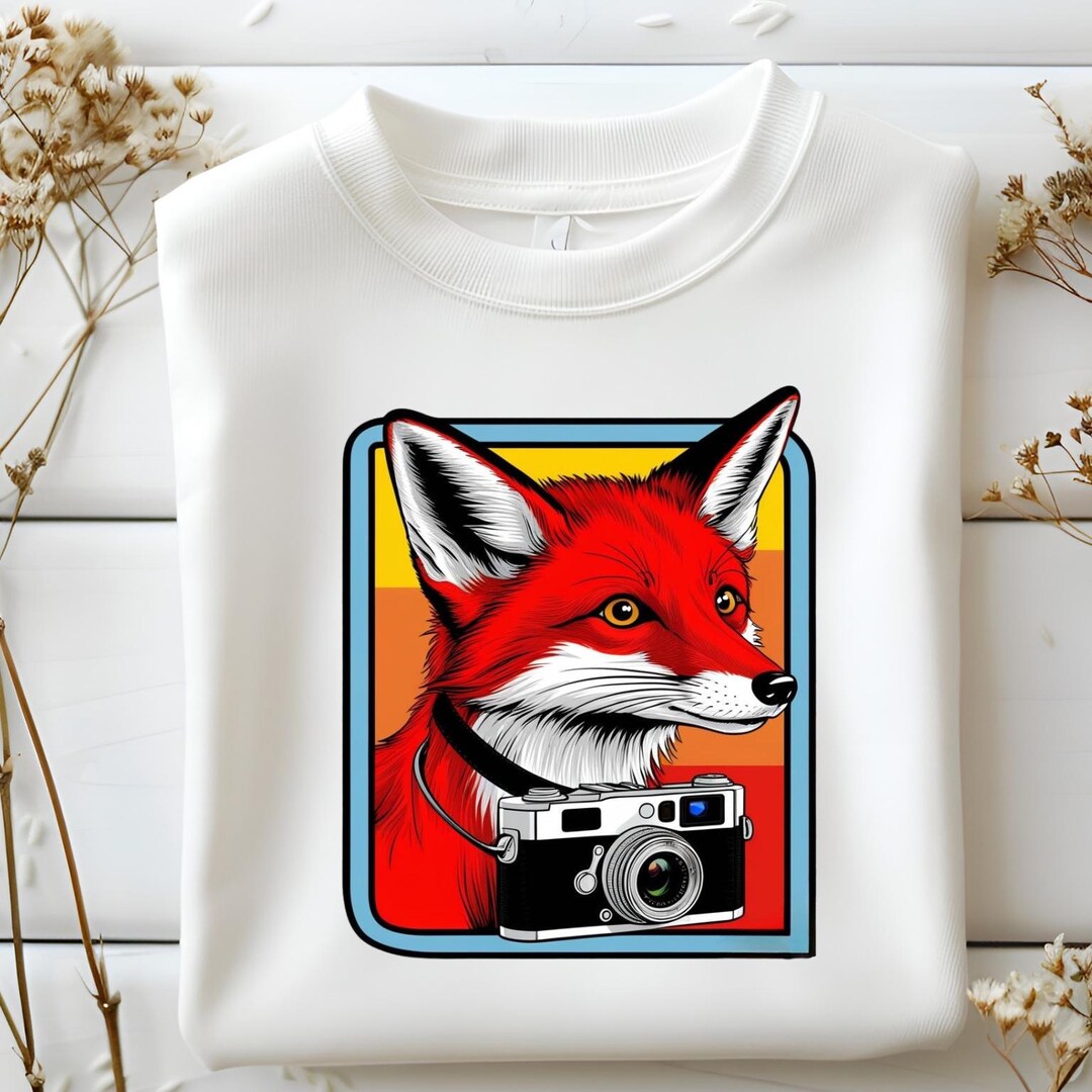 Retro Fox Photographer Digital Art, Vintage Aesthetic Fox With Camera ...