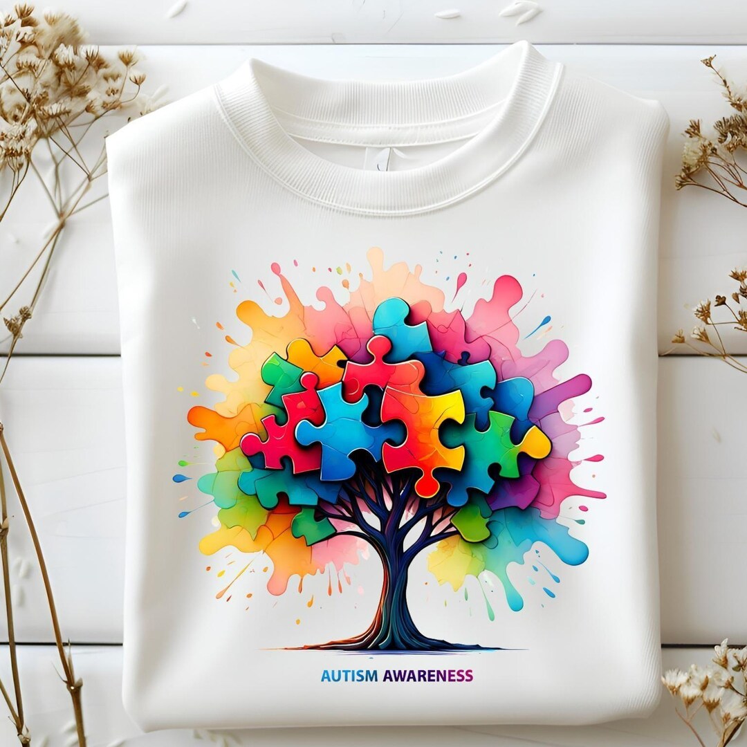 Autism Awareness Tree PNG Sublimation, Puzzle Piece Rainbow Tree ...