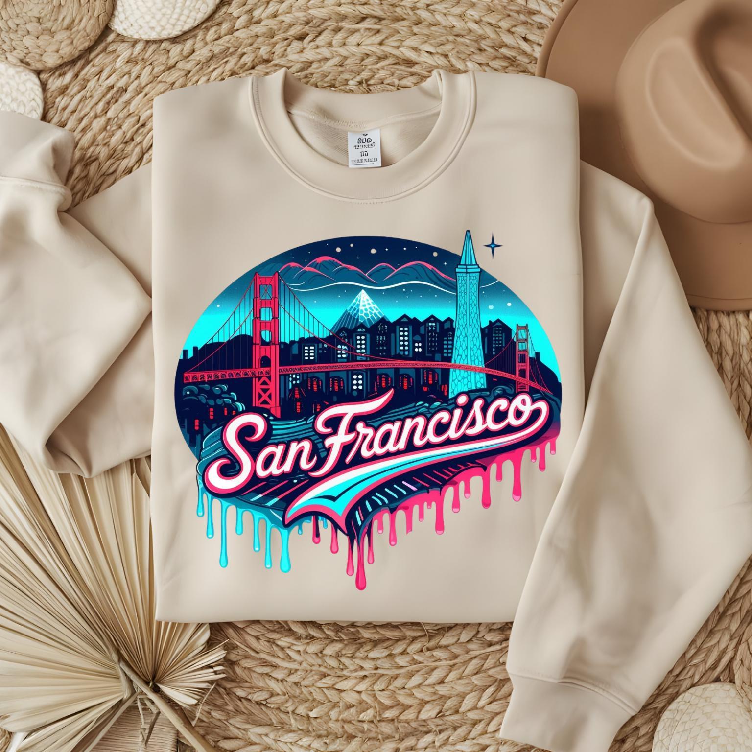 San Francisco Skyline SVG: Neon City Drip Art (digital Download) - Etsy