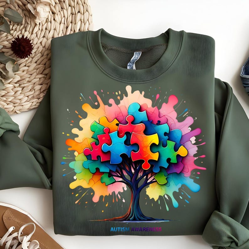 Autism Awareness Rainbow Puzzle Tree PNG - Sublimation Design (digital ...