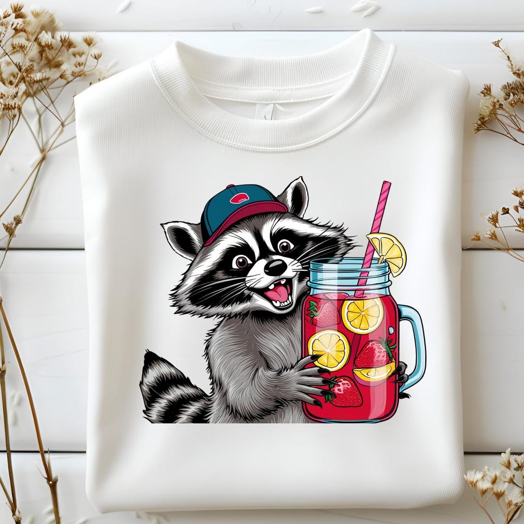 Funny Raccoon Lemonade Digital Art, Cute Summer Drink Png, Playful ...