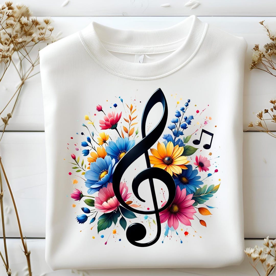 Music Note Floral Svg, Colorful Music Note Flower Svg, Musical Flower ...