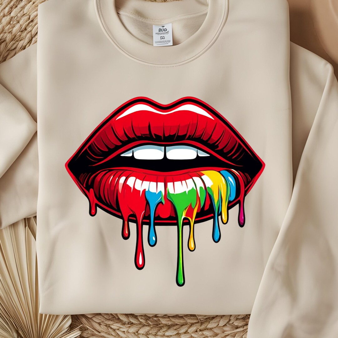 Rainbow Dripping Lips SVG: Pop Art Sublimation Design (digital Download ...