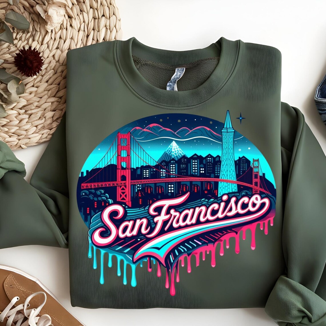San Francisco Skyline SVG: Neon City Drip Art (digital Download) - Etsy