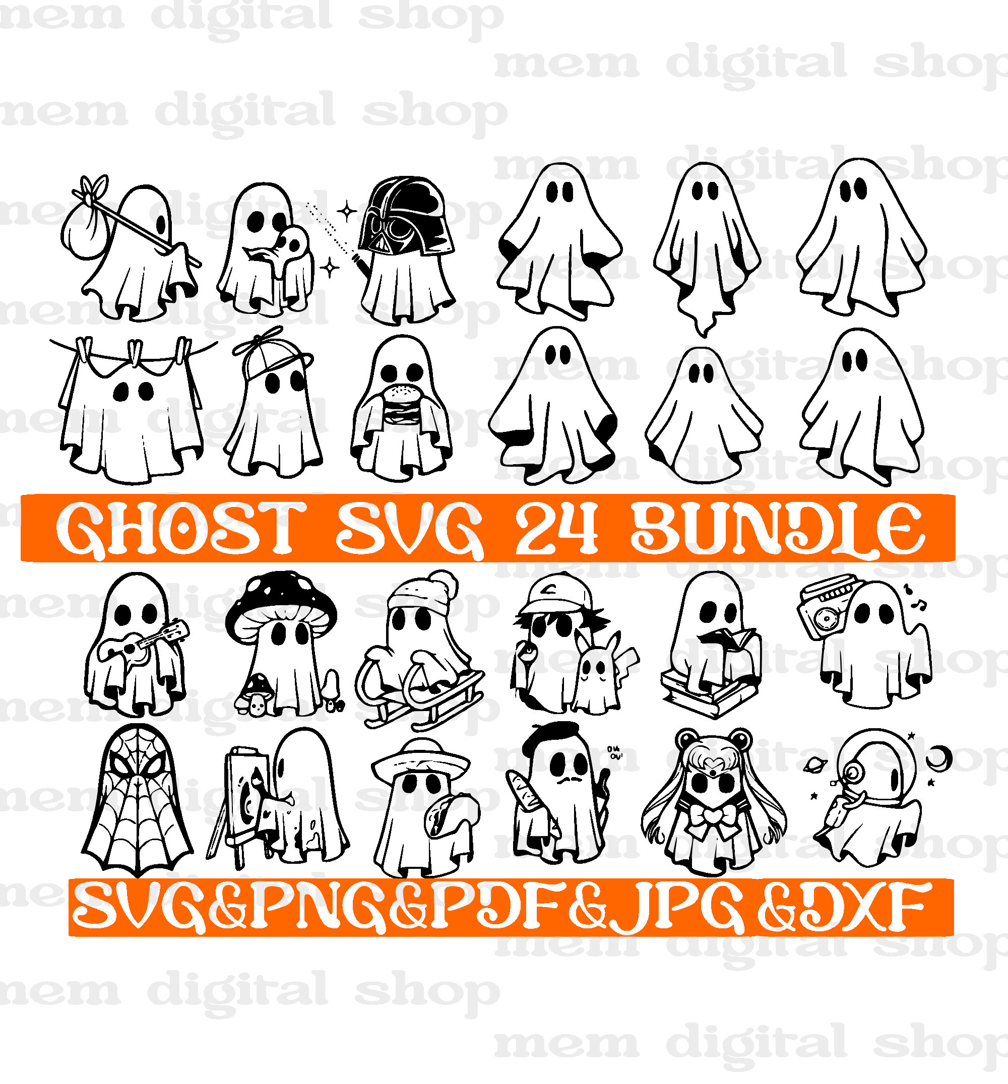 Ghost Svg Bundle,ghost Png Bundle,funny Halloween Svg,spooky Season Svg ...