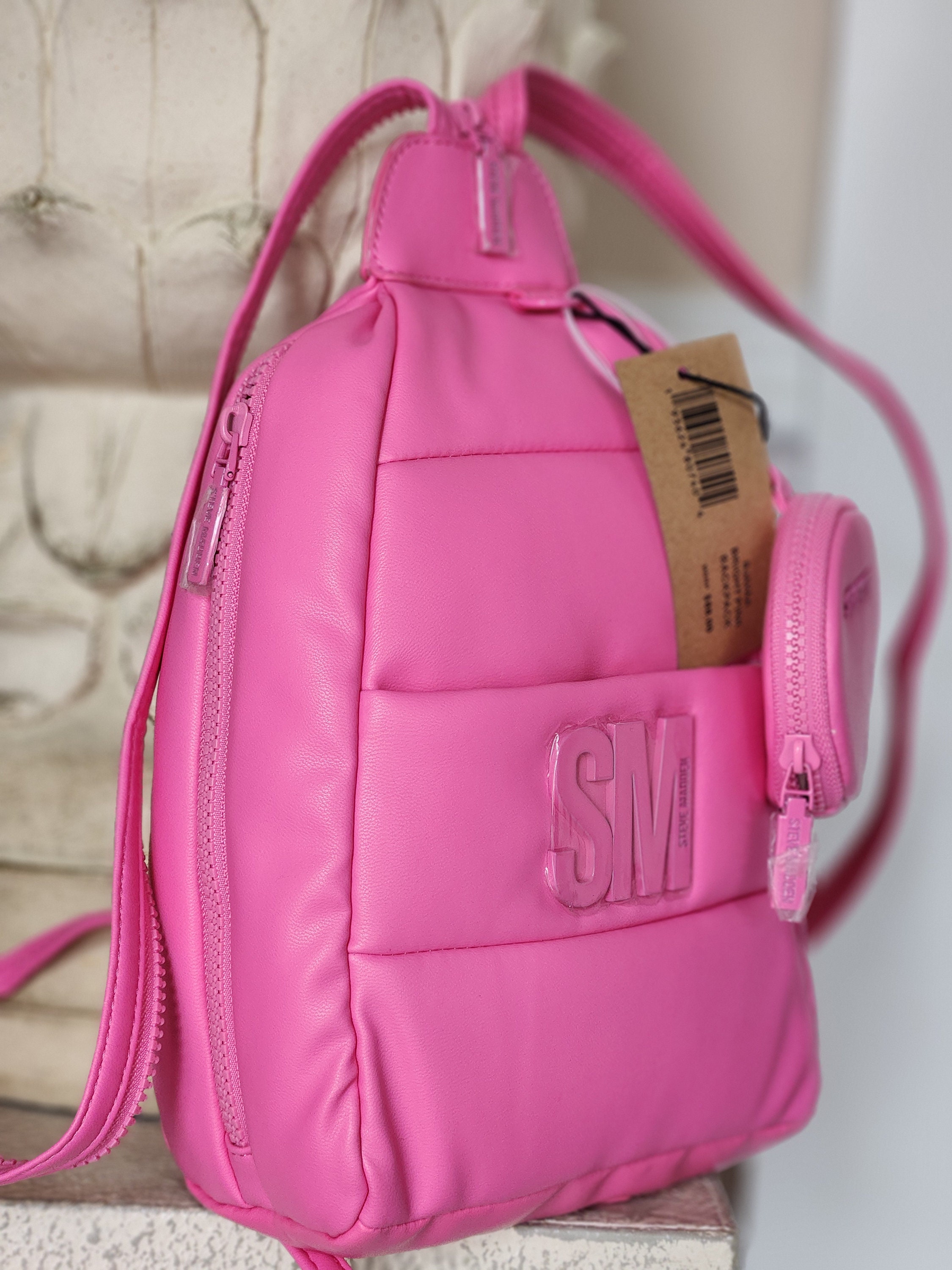 Steve Madden BJAYAA Bright Pink Backpack/ Sling Small Cute Unique Bag ...