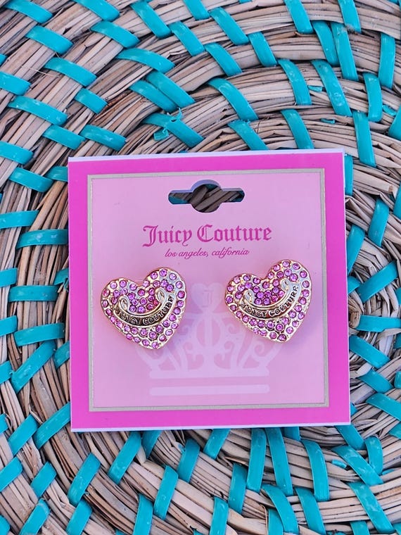 Juicy Couture pink and gold logo rhinestones heart sh… - Gem