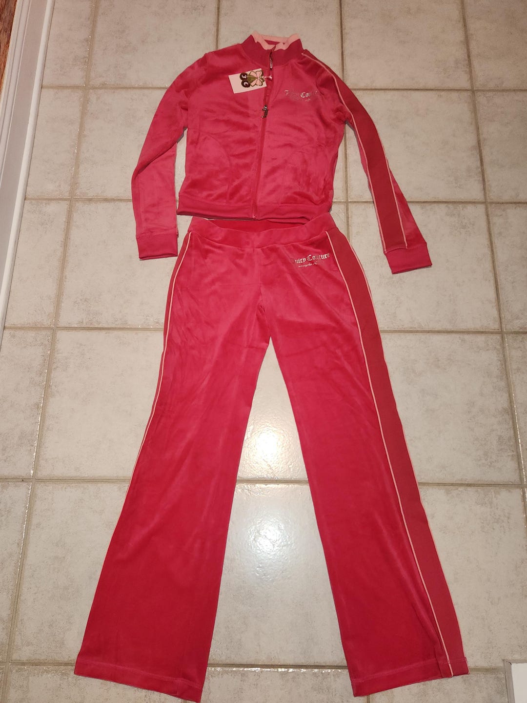 Juicy Couture Vixen Pink With Flamingo Beautiful Tracksuit With Silver ...