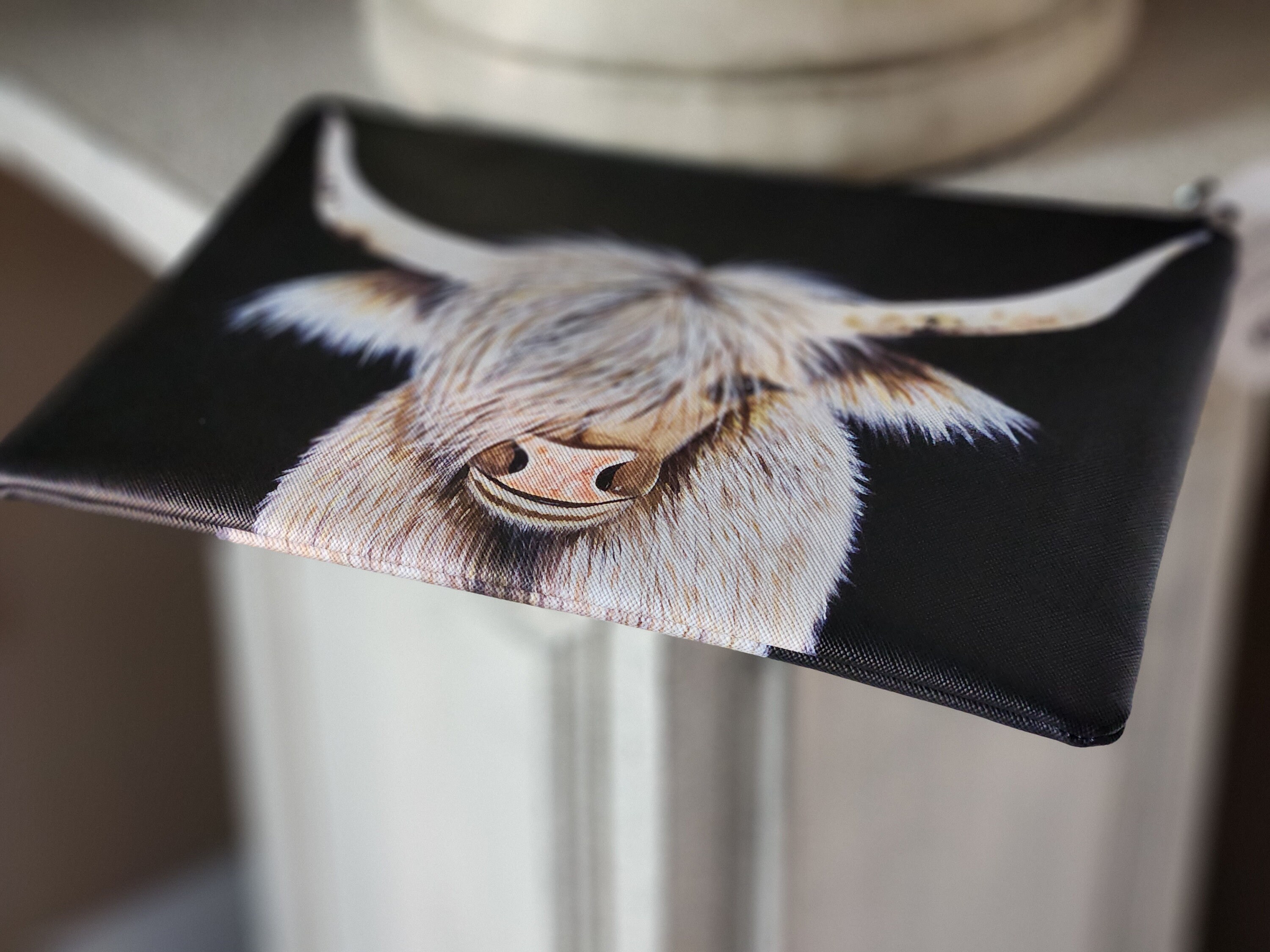 Studio OH Zippered Puch Cute Cow Makeup Bag Black Clutch Orginazer Case ...