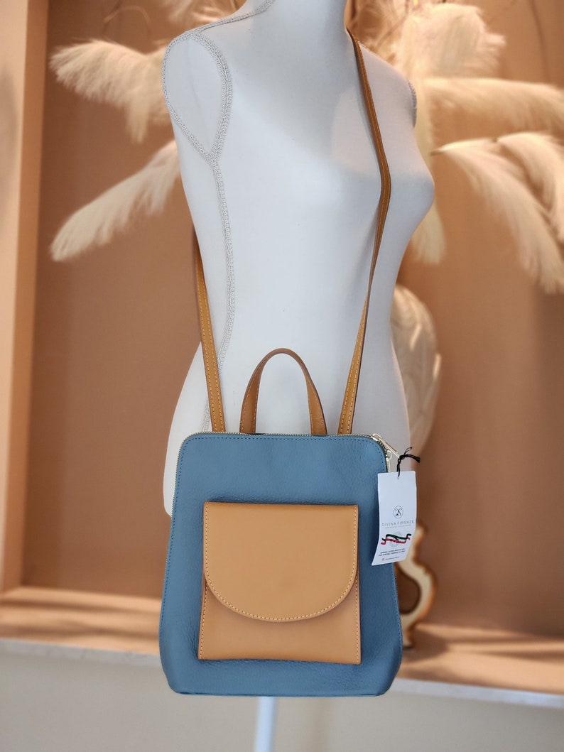 Divina Firenze Blue Backpack Made It Italy Bag Genuine Leather - Etsy