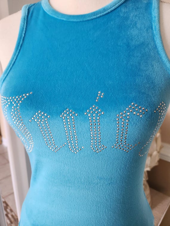 juicy couture blue velvet rhinestones logo accent paj… - Gem