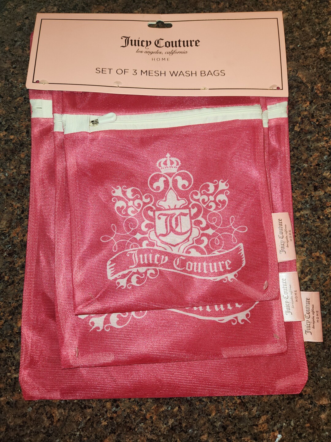 Juicy Couture Set of 3 Mesh Waah Bags Home Storage Organization Bags ...