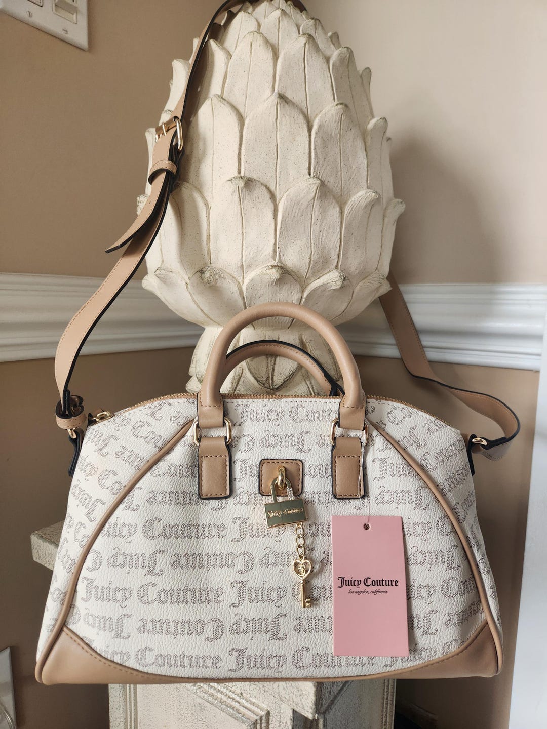 Juicy Couture Eastside Westside Satchel White Pecan Large Crossbody Bag ...