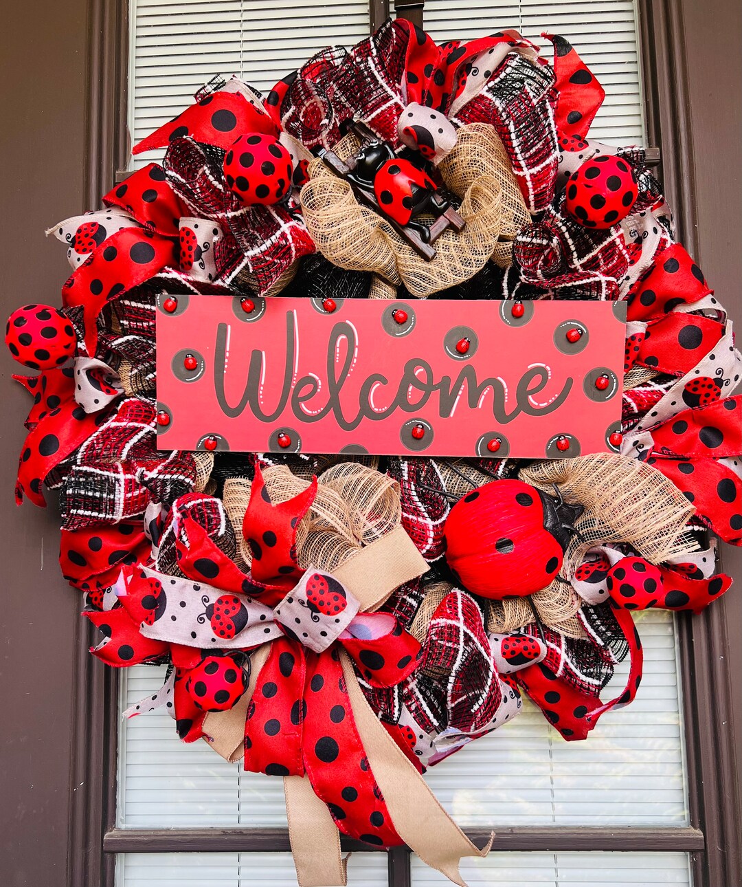 Welcome Ladybug Wreath Welcome Ladybug Door Wreath Ladybug - Etsy