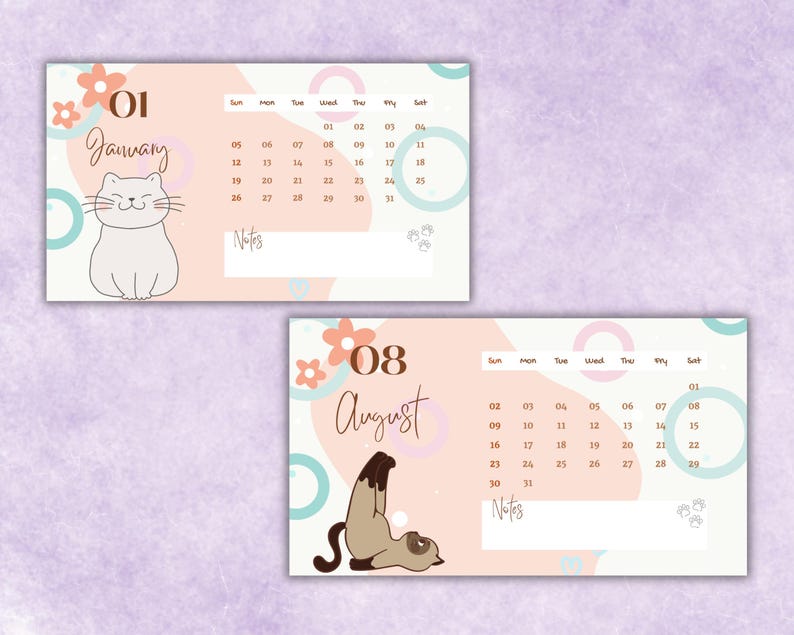 Cute Calendar 2025 Cat Themed Calendar Homeschool Planner Classroom ...