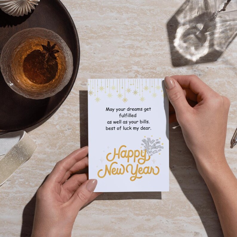 Printable Happy New Year Card for 2025, New Year Gift Celebration, Size ...