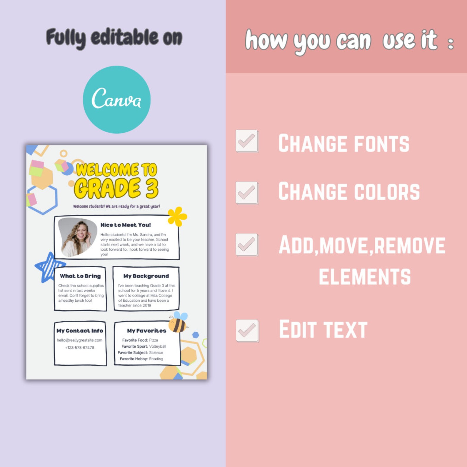 Meet the Teacher Classroom Printable Template, Teacher Introduction ...