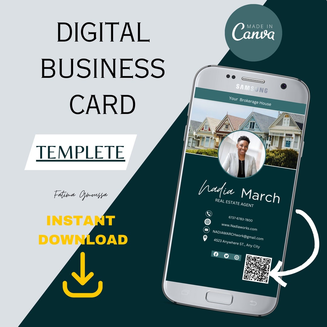 Editable Digital Business Card Template - With QR Code - Etsy