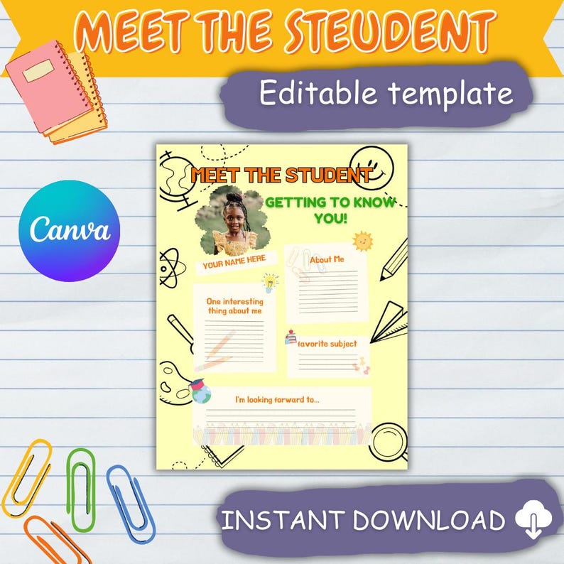 Meet the Student Classroom Printable Template, Student Introduction ...