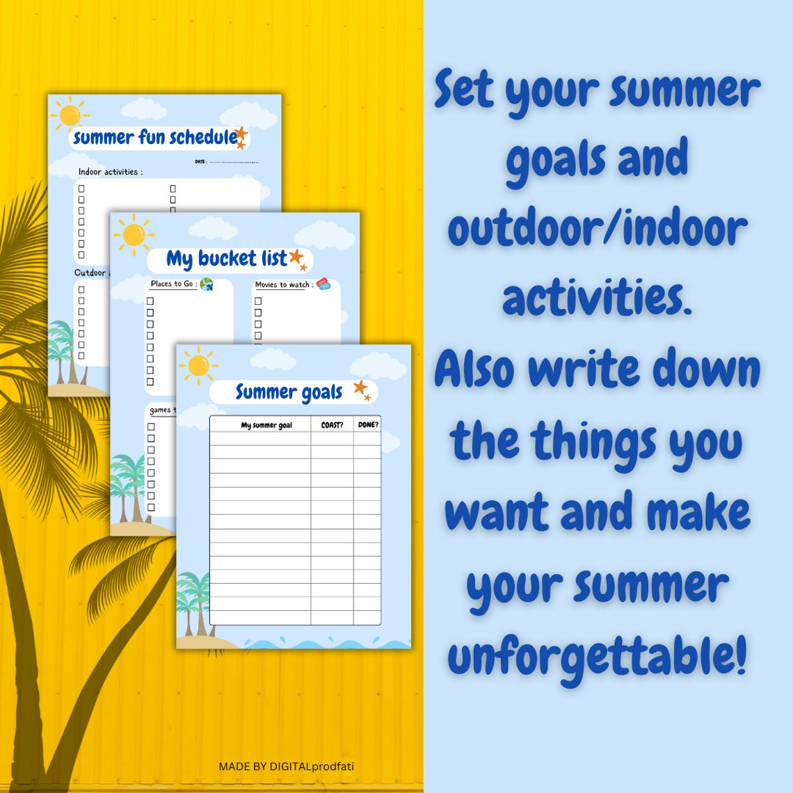Printable Summer Planner 2024, Summer Kids Bucket List, Summer Chore ...