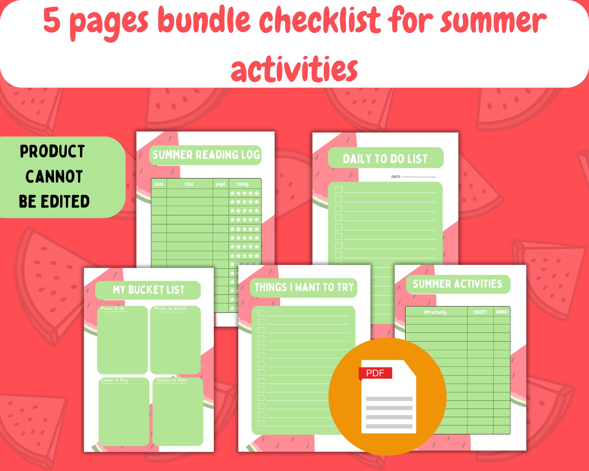 Printable Summer Checklist for Kids, Summer Schedule Activity Checklist ...