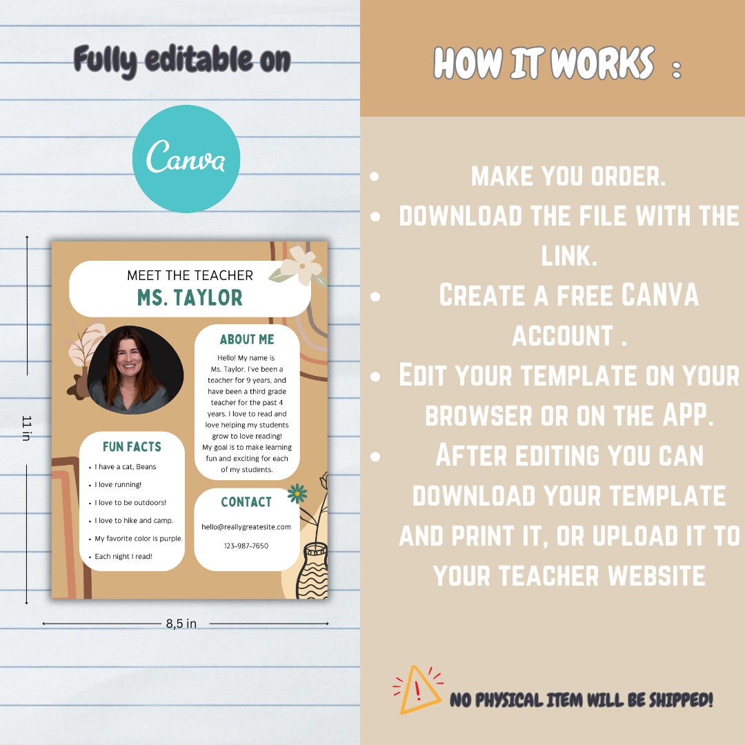Meet the Teacher Classroom Printable Template, Teacher Introduction ...