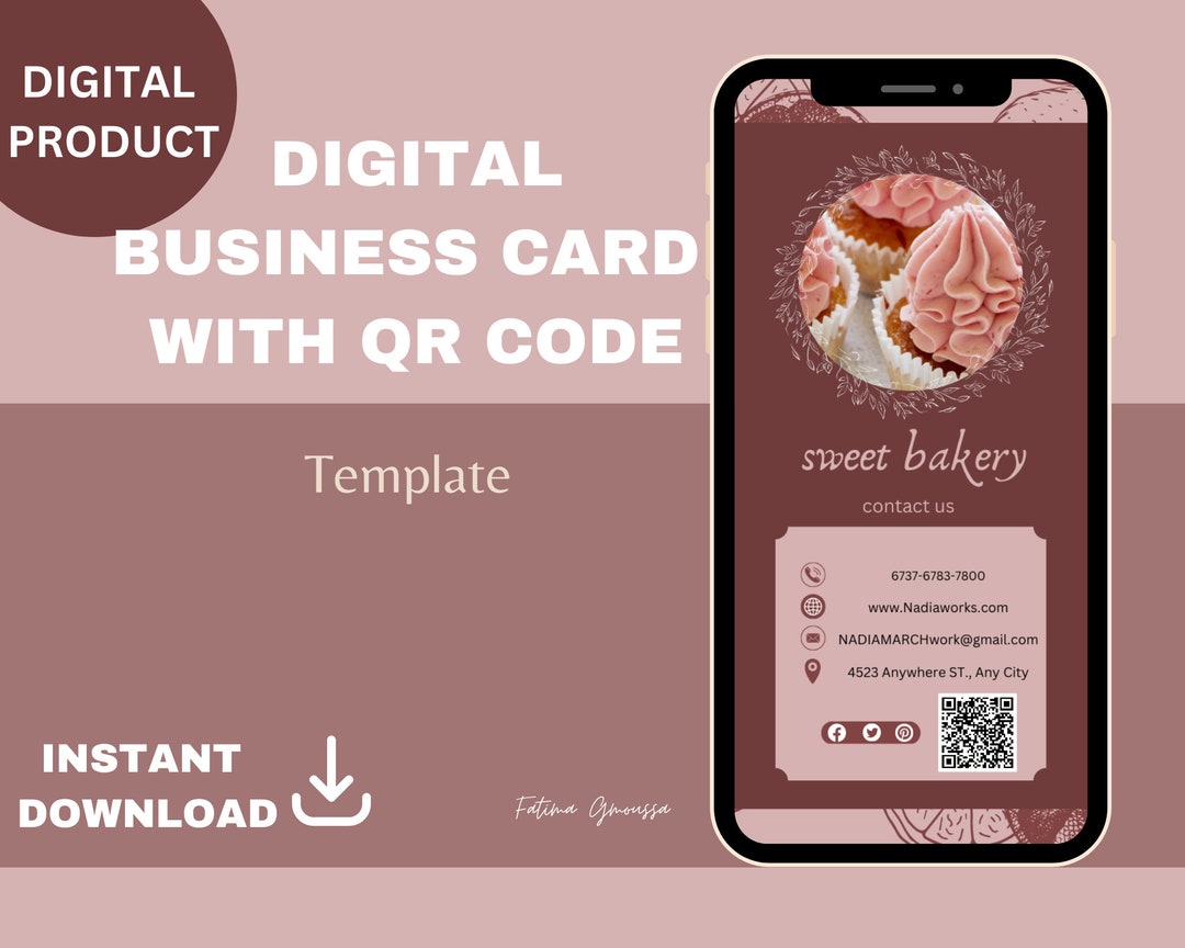 Digital Business Card With QR Code. Virtual Business Card, Editable ...