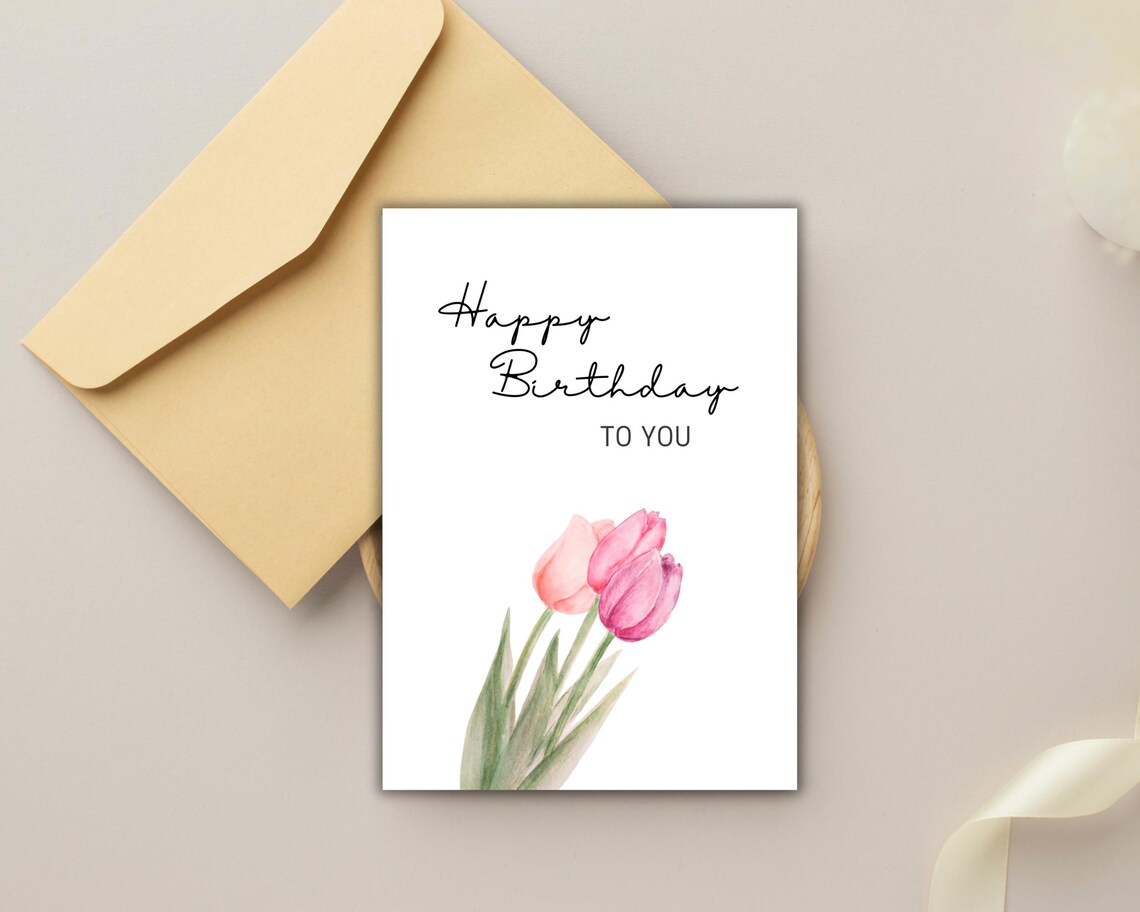 Happy Birthday Card -DIGITAL Download - Printable Birthday Card Simple ...