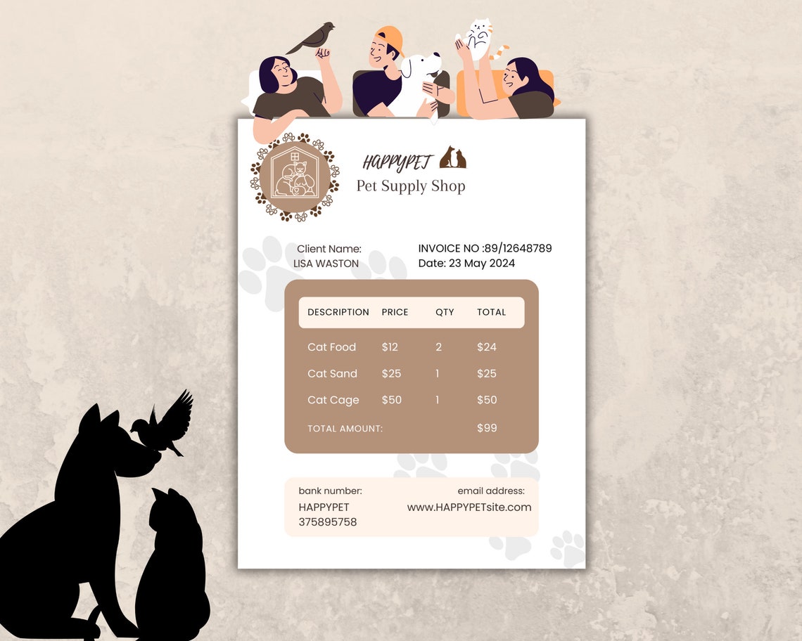 Pet Shop Invoice – Editable Template, Pet Store Invoice, Printable ...