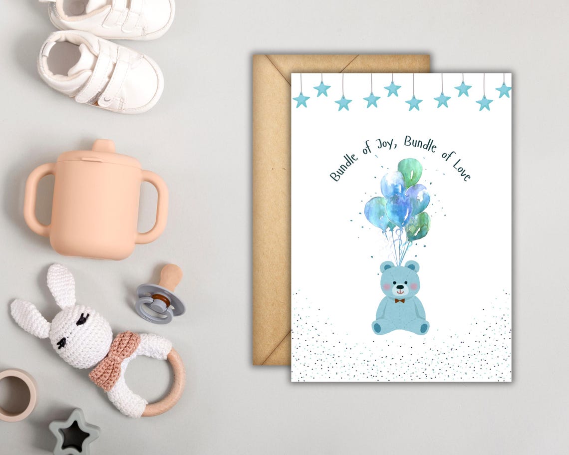 Baby Shower Printable Card, Welcome Baby Boy Card, New Baby Card ...
