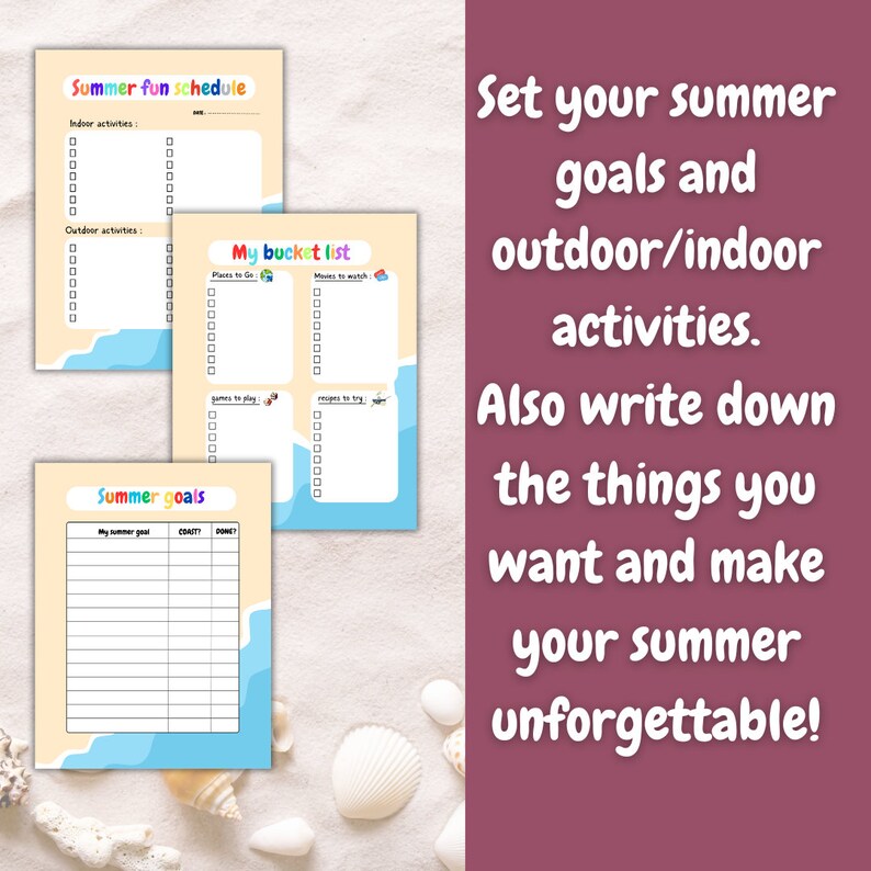Printable Summer Planner 2025, Summer Kids Bucket List, Summer Chore ...