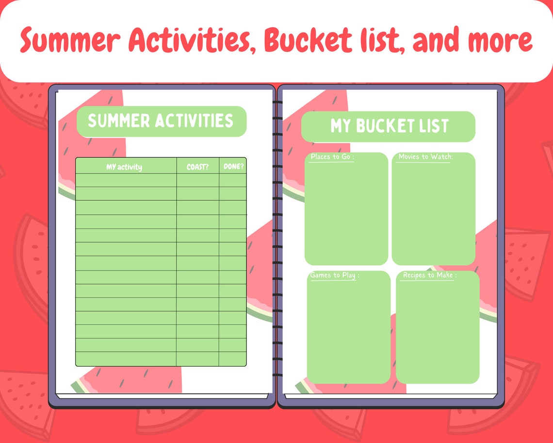 Printable Summer Checklist for Kids, Summer Schedule Activity Checklist ...