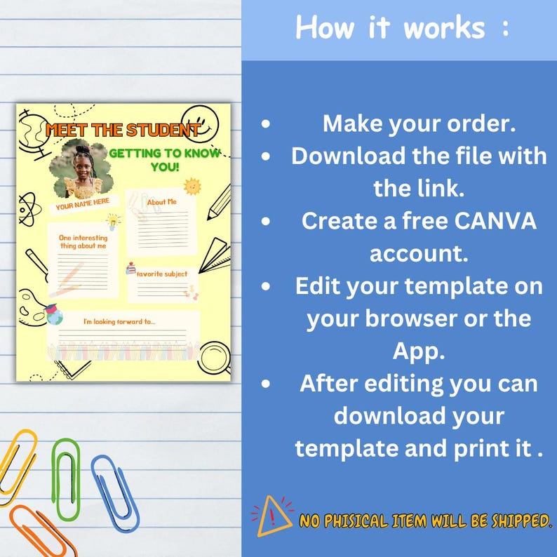 Meet the Student Classroom Printable Template, Student Introduction ...