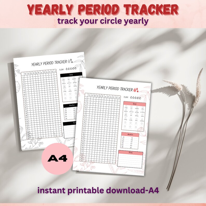 Printable Period Tracker: Yearly Cycle Monitoring Menstrual Health ...