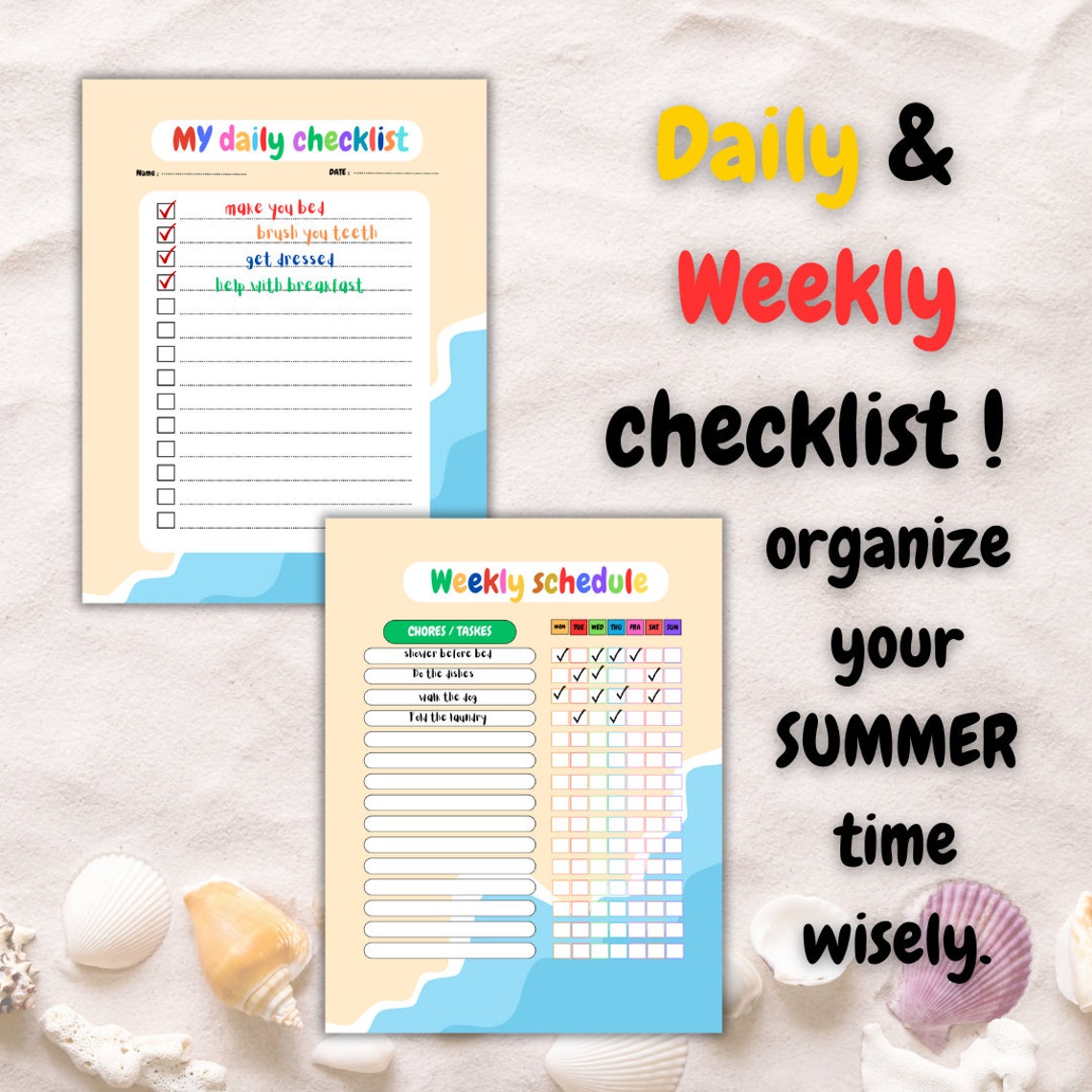 Printable Summer Planner 2025, Summer Kids Bucket List, Summer Chore ...