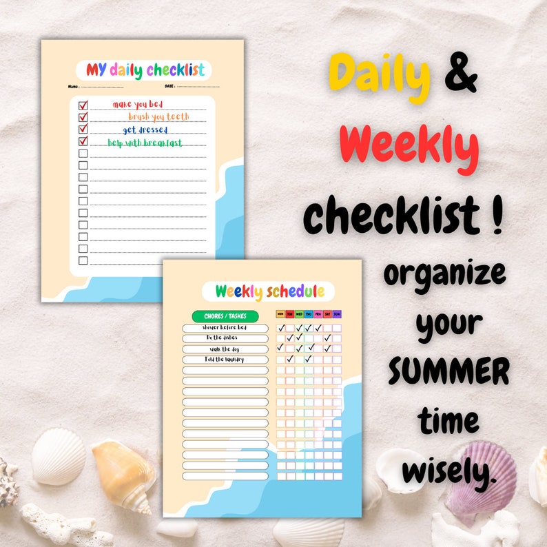 Printable Summer Planner 2025, Summer Kids Bucket List, Summer Chore ...