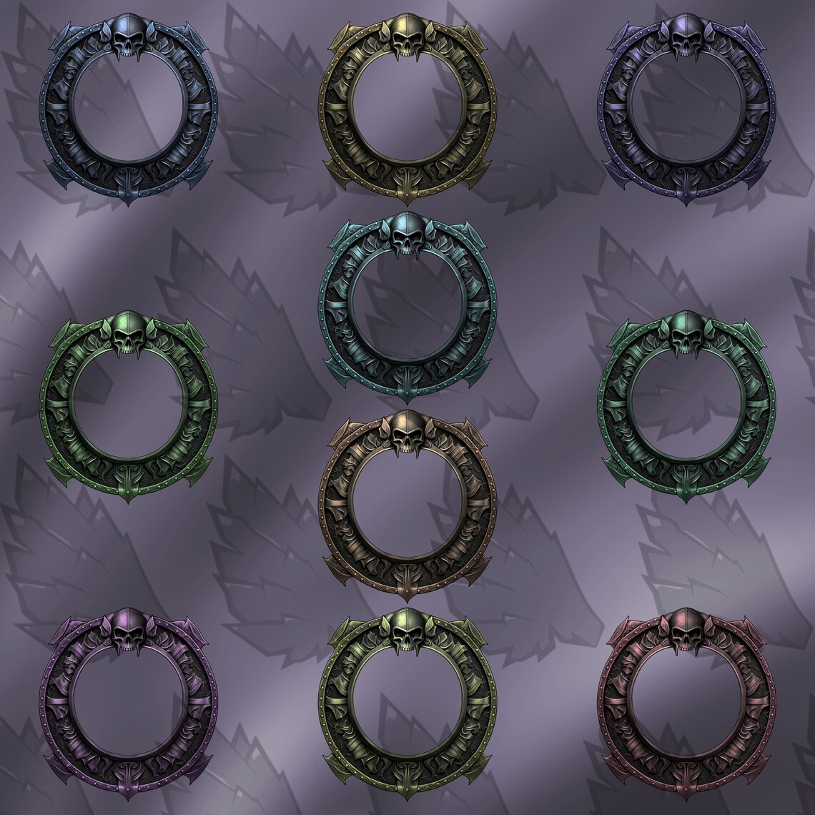 DND Profile Token Frame, 10 Colors. Skull, Underdark Necro for Roll20 ...