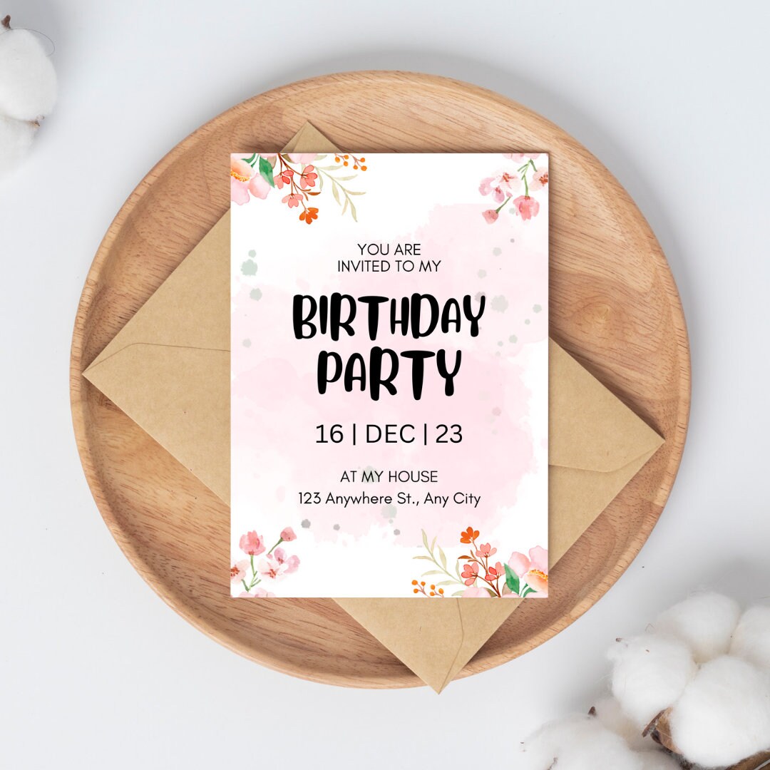 Editable Birthday Invitation Cards, Editable Birthday Card, Editable ...