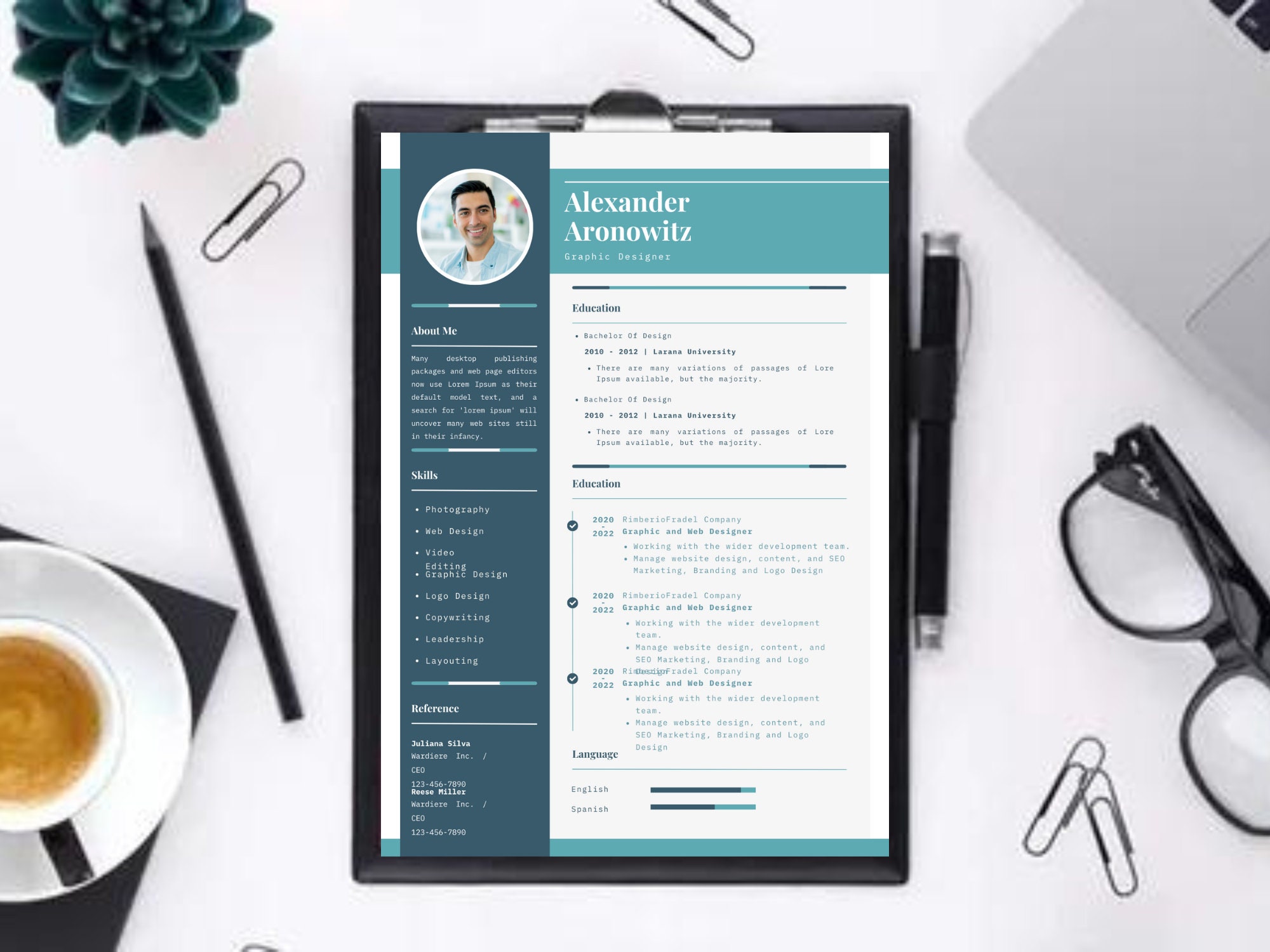 Resume Template With Photo | Professional Resume Template | Clean CV ...