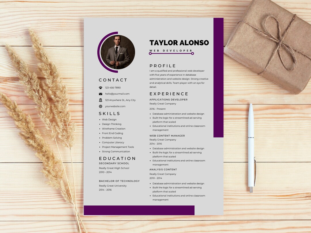 Cv Template - Etsy