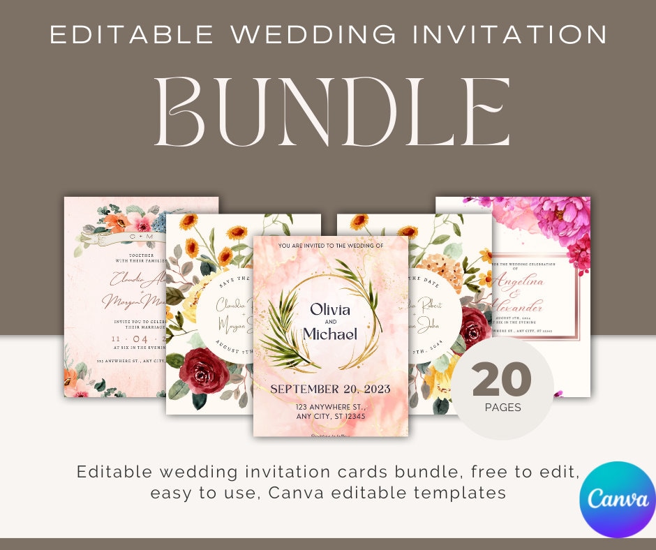 Editable Wedding Invitation Cards, Editable Wedding Card Bundle ...