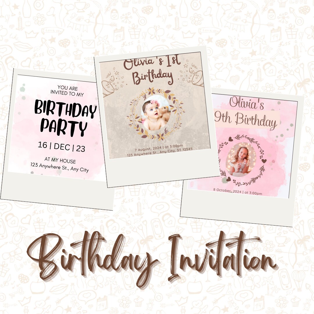 Editable Birthday Invitation Cards, Editable Birthday Card, Editable ...