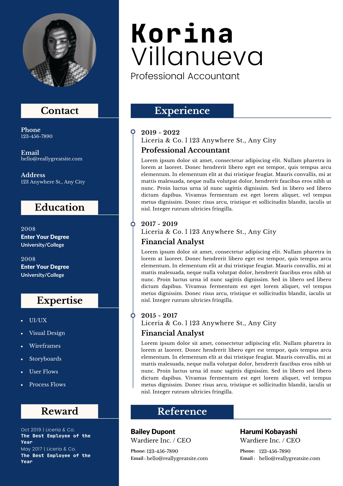 Resume Template With Photo Professional Resume Template Clean CV ...