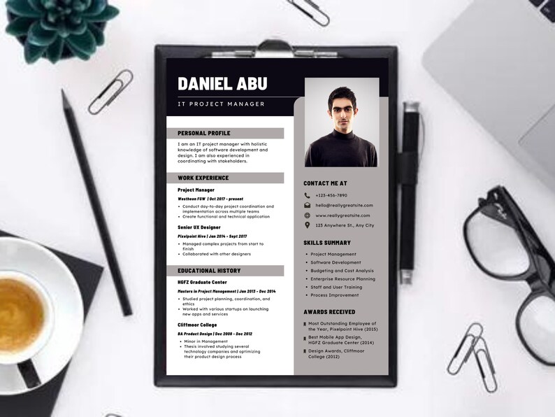 Resume Template With Photo | Professional Resume Template | Clean CV ...