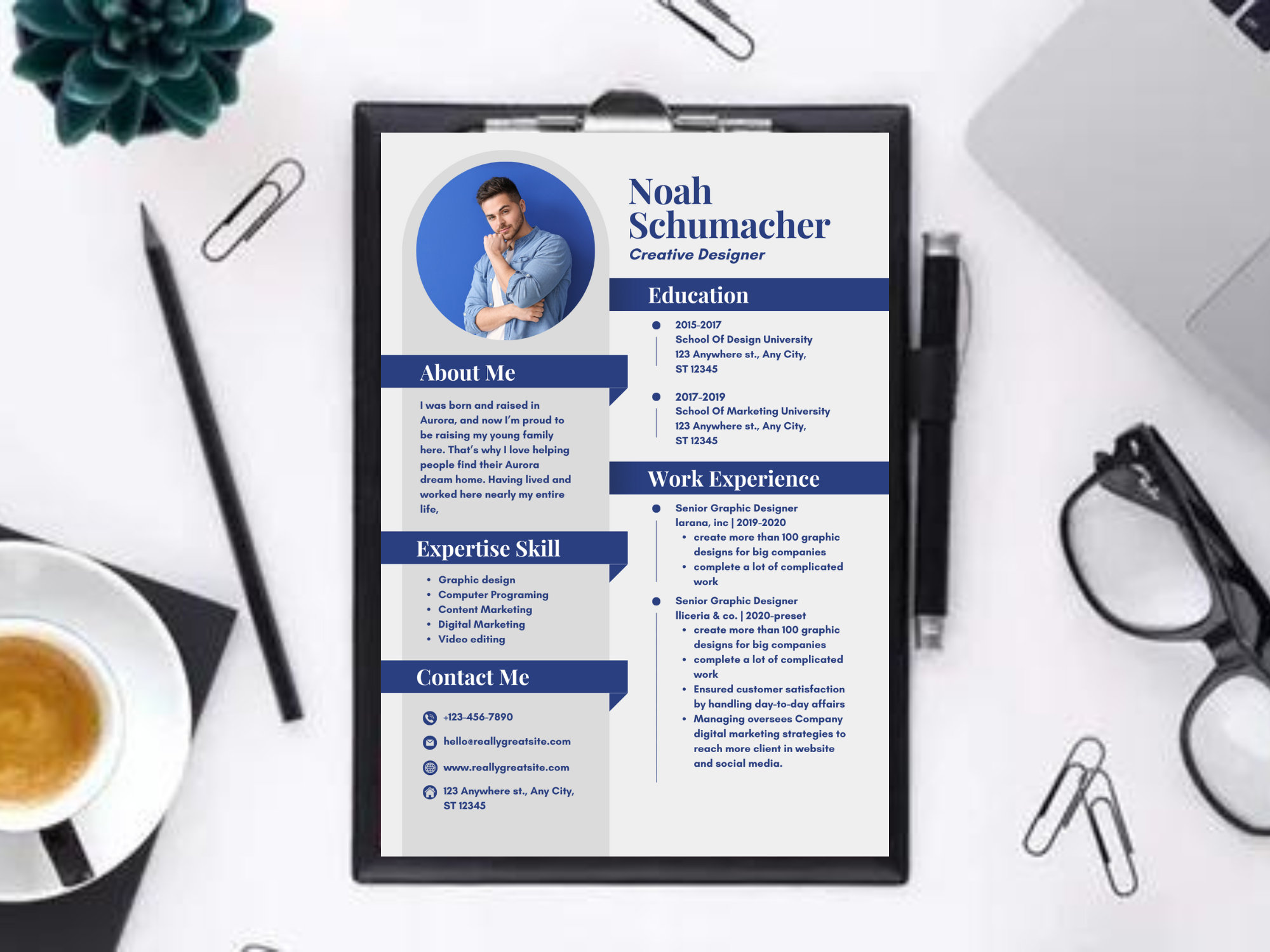Resume Template With Photo Professional Resume Template Clean CV ...
