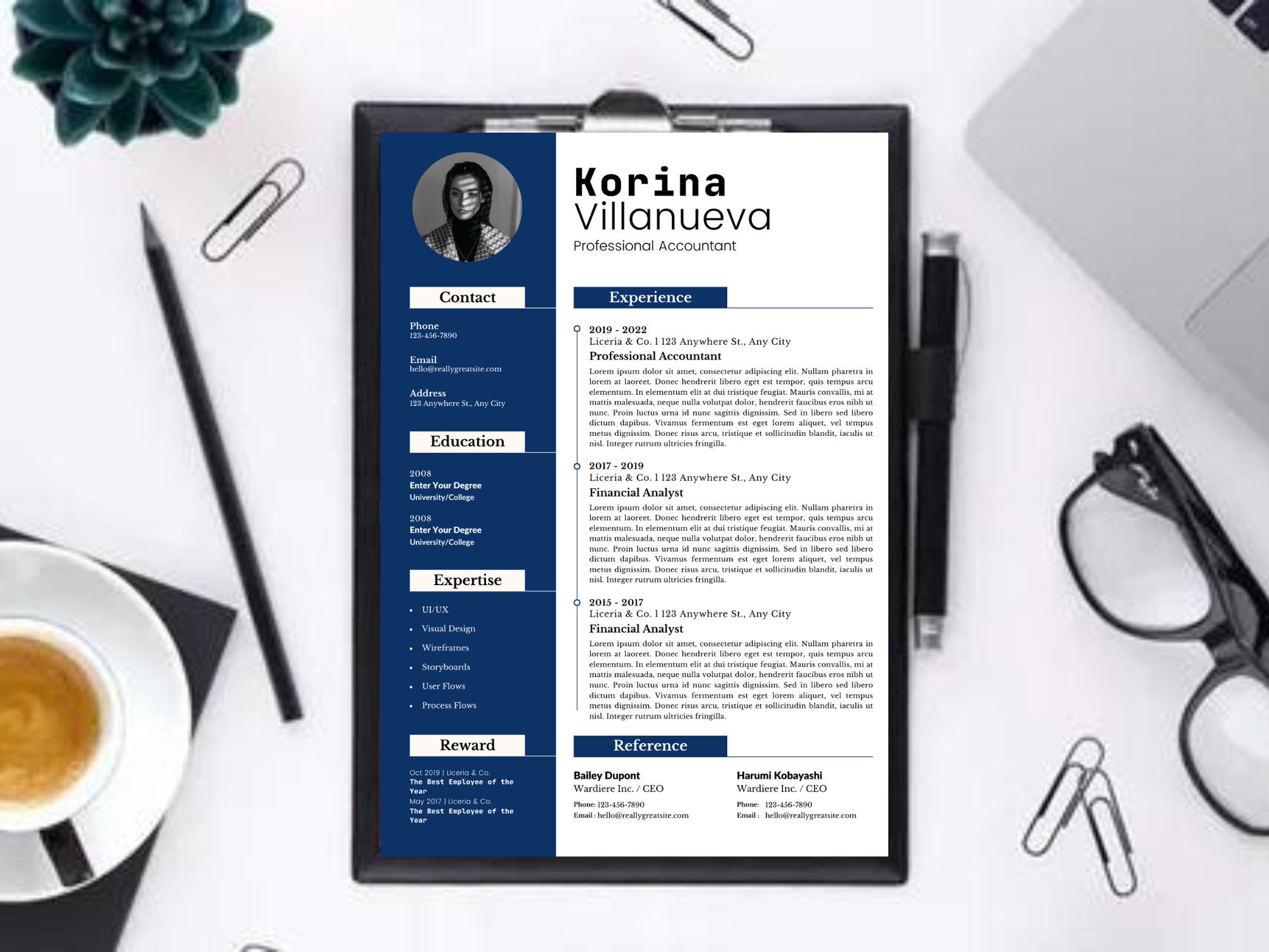 Resume Template With Photo Professional Resume Template Clean CV ...